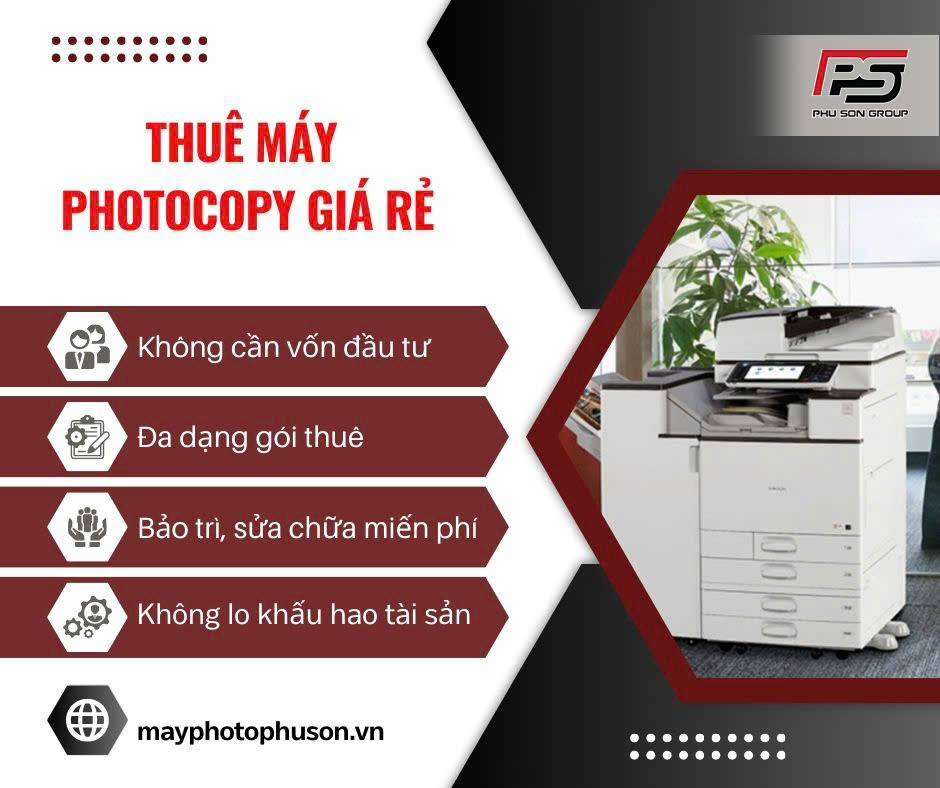 Cập nhật bảng giá thuê máy photocopy mới nhất năm 2025 tại Phú Sơn